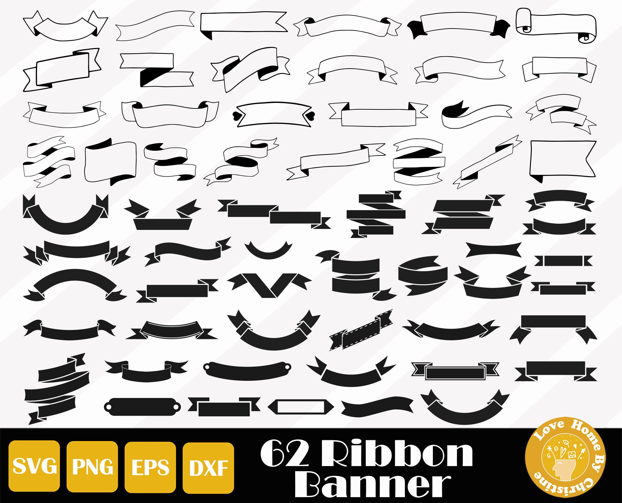 62 Ribbon Banner Svg Flag Banner Svg Party Banner Cut File | Etsy