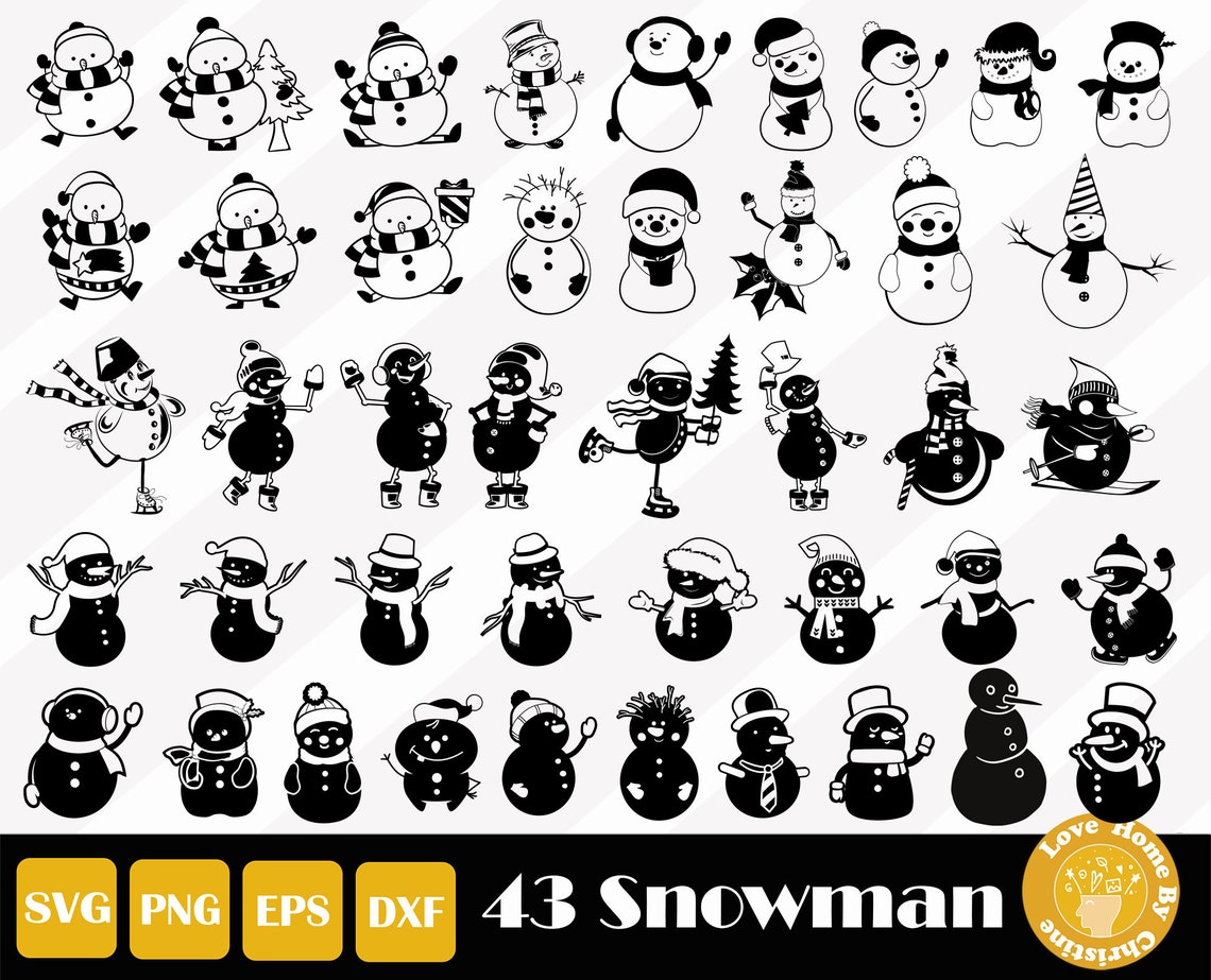 43 Snowman Svg Winter Svg Snowman Clipart Christmas | Etsy