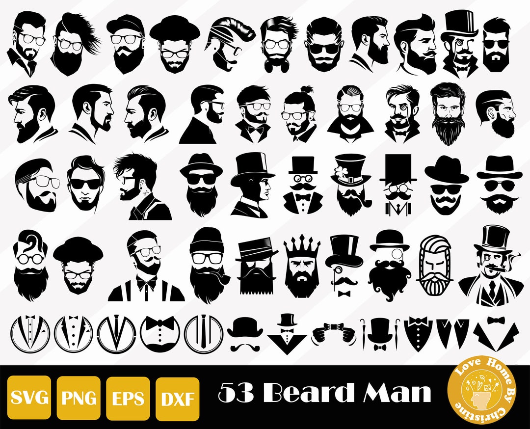53 Beard Man Svg, Father Svg, Funny Hipster Svg, Man Bundle Svg, Beard ...