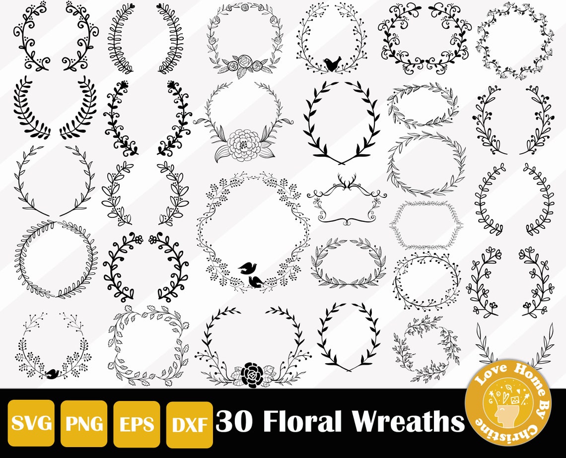 30 Floral Wreath SVG Files for Cricut Silhouette Files Easy - Etsy UK