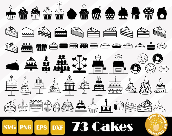 73 Cake Svg Dessert Svg Doughnut Svg Cupcake Svg Cut File - Etsy