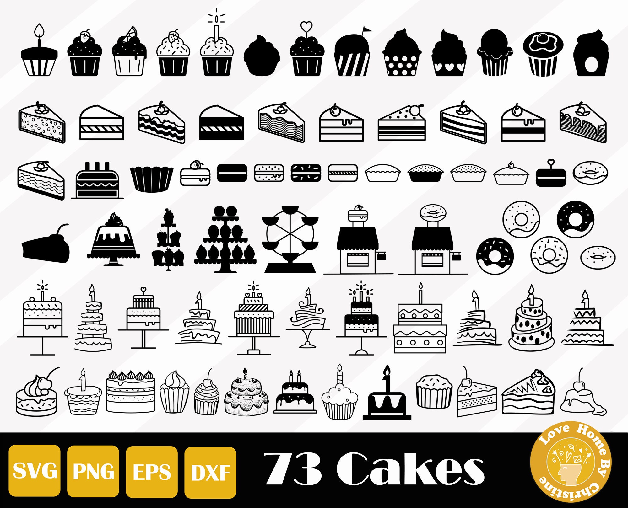 73 Cake Svg Dessert Svg Doughnut Svg Cupcake Svg Cut File - Etsy UK