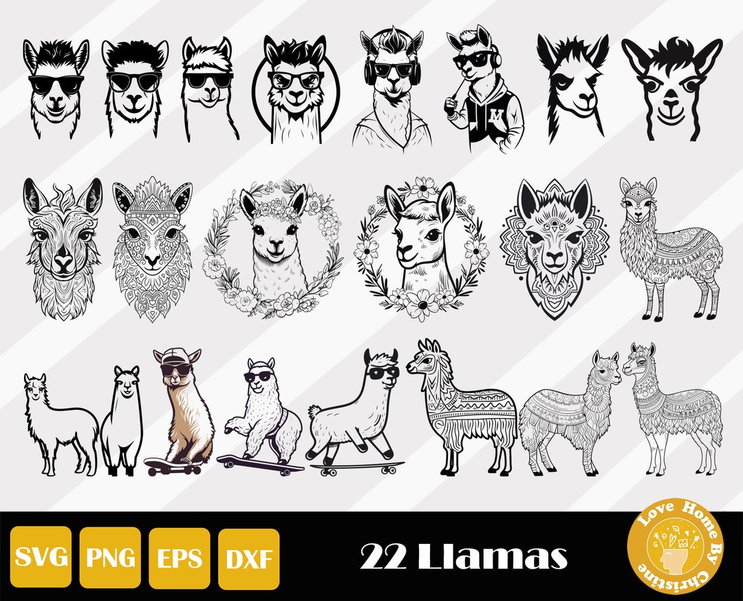 22 Llama Svg, Funny Llama Svg, Llama Face Svg, Mama Llama Svg, Llama ...