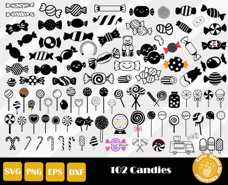 102 Candy Svg, Candies Svg, Lollipop Svg, Candy Vector, Sweets Svg ...