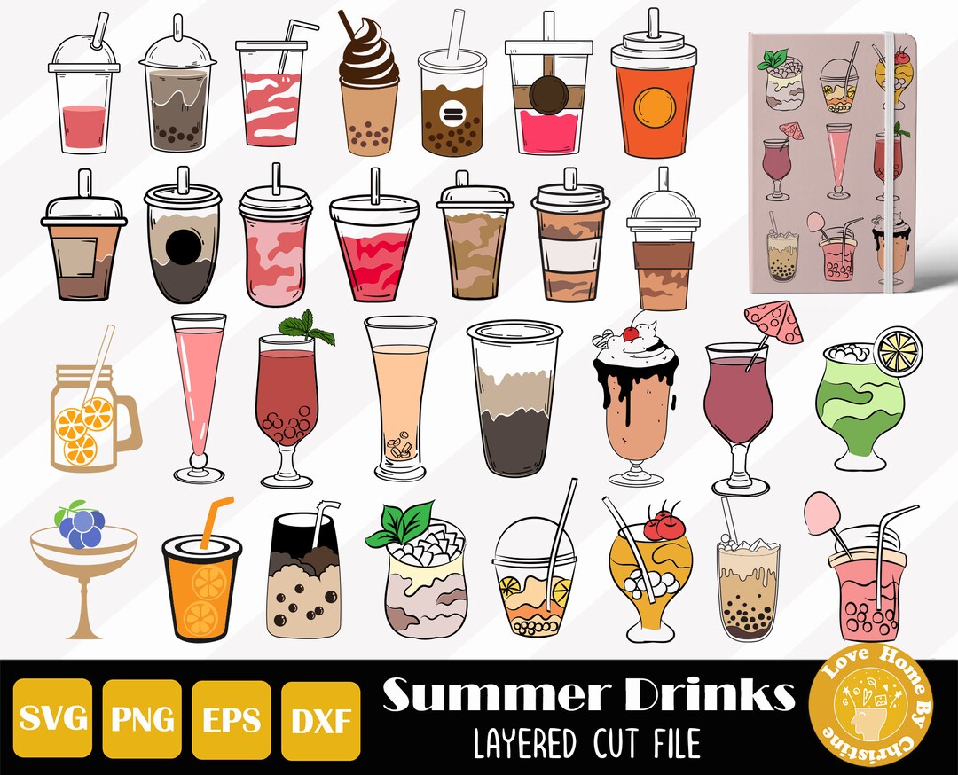 30 Drinking Svg, Cocktail Svg, Milk Tea Svg, Tropical Drink Svg, Bubble ...