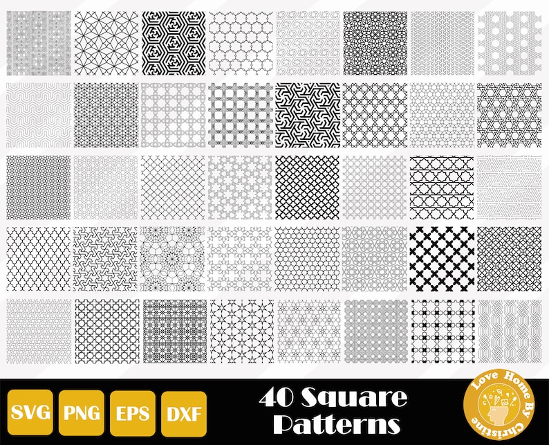 40 Square Seamless Patterns Geometrical Patterns Mandala - Etsy