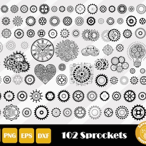 102 Sprocket Svg, Clockwork Svg, Steampunk Gears Svg, Steampunk Svg ...