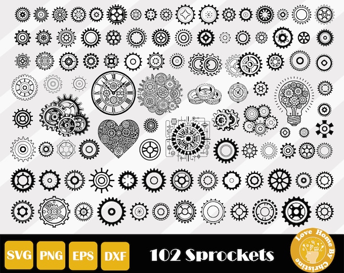 Steampunk Gears SVG Bundle, Mechanical Gears SVG, Industrial Style Svg ...