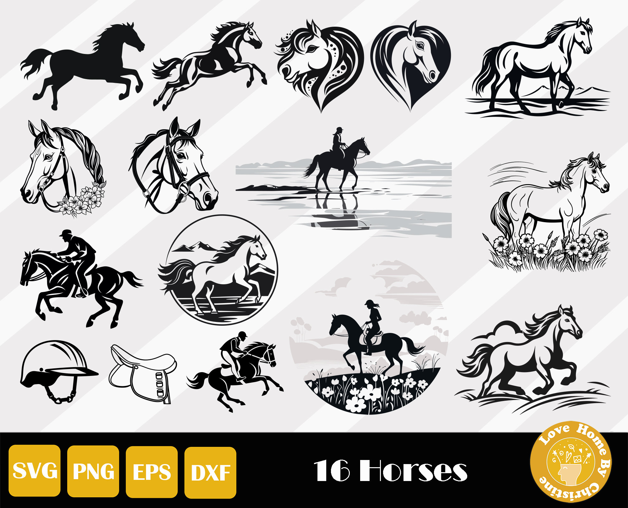 16 Horse Heart Svg, Horseshoe Cut File, Riding Cut File, Horse Beach ...