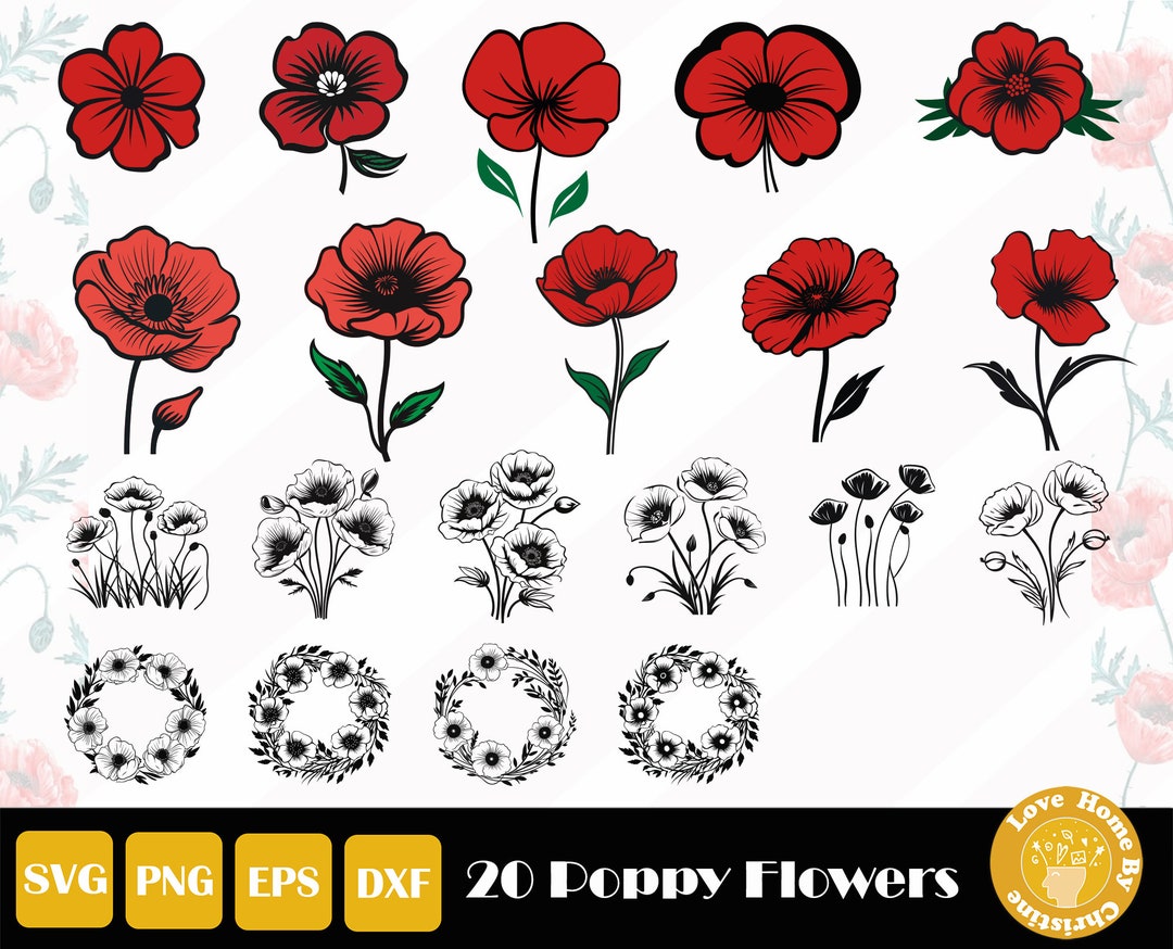 Poppy Svg, Poppy Clipart, Floral Svg, Poppy Cut File, Poppy Flower Svg ...