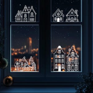 Winter Village Svg, Window Decoration Winter, Nordic Houses, Luminary ...