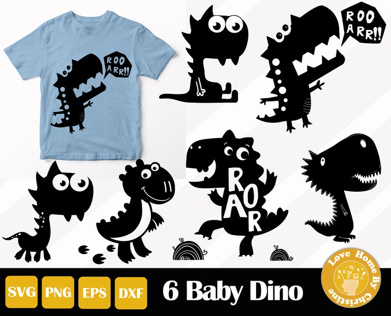 6 Baby Dinosaurs for Cricut Silhouette Files Easy Cut | Etsy UK