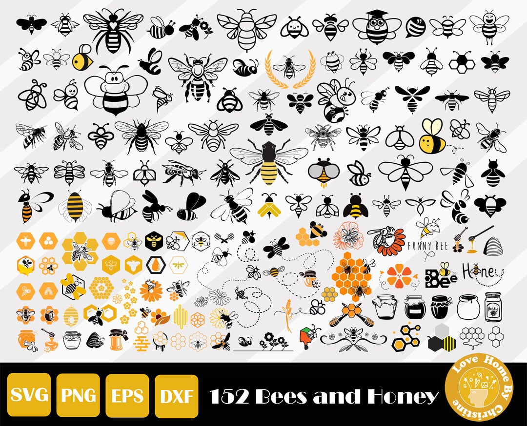 152 Bee Svg Bundle, Floral Bee Svg, Bumble Bee Svg, Honey Bee Svg ...