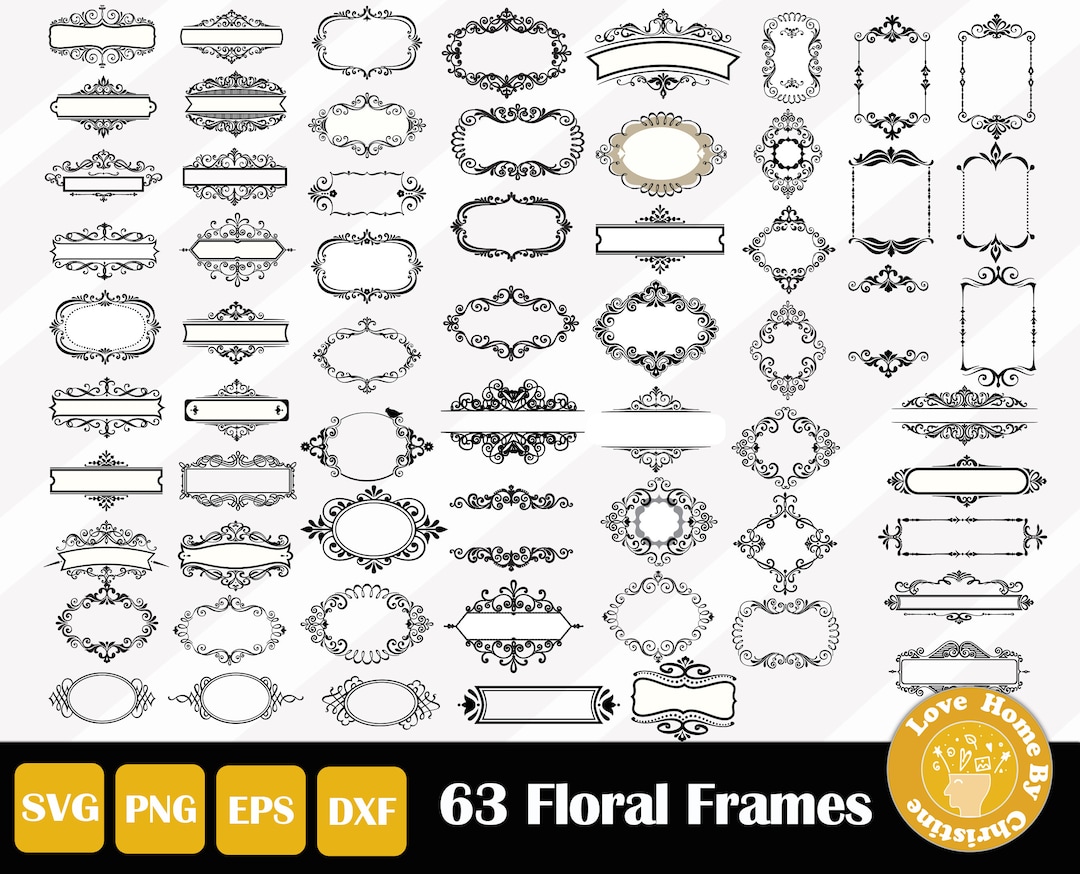 63 Floral Frame Decorative Frame SVG EPS PNG Files, Commercial Use ...