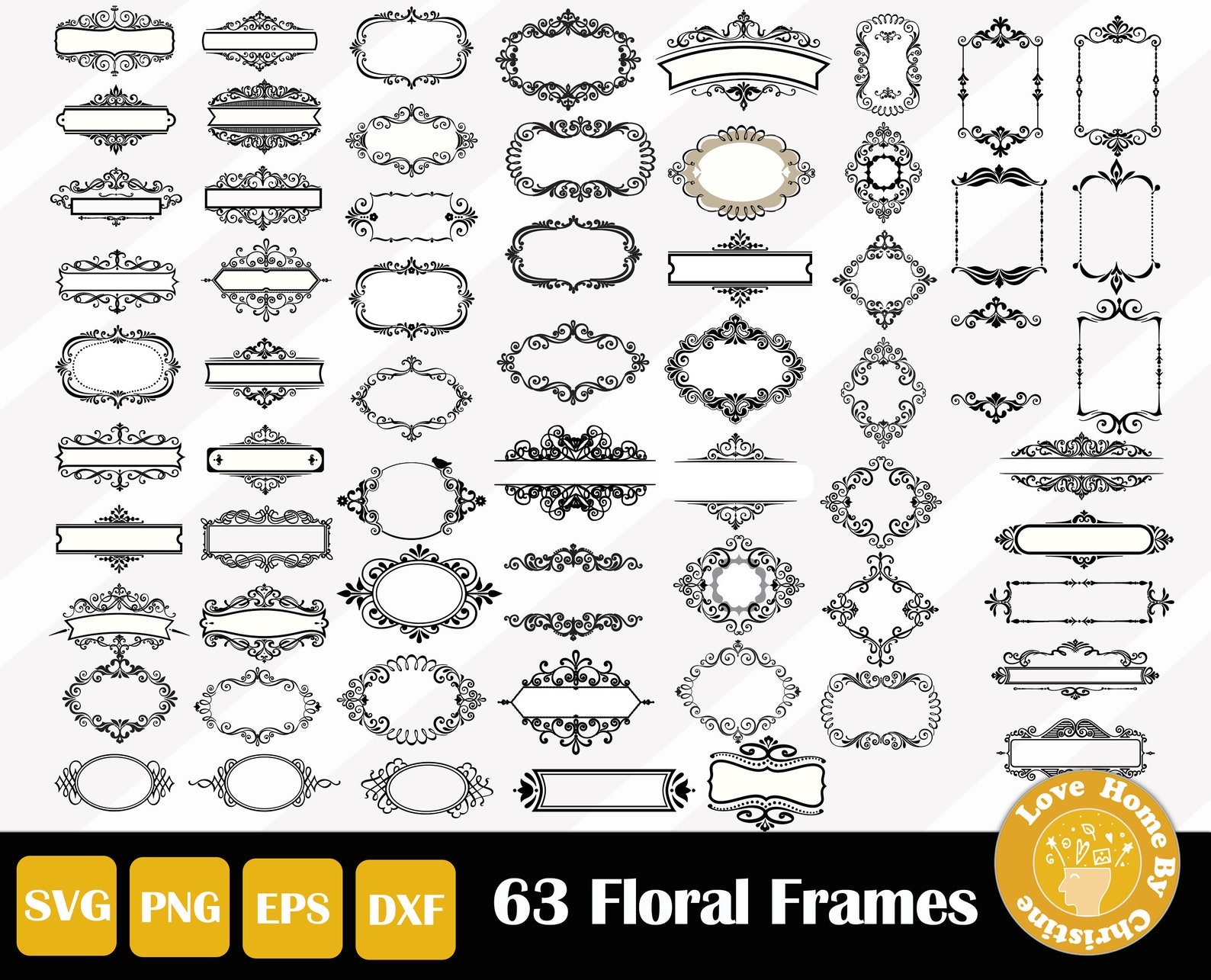 63 Floral Frame Decorative Frame SVG EPS PNG Files Commercial | Etsy