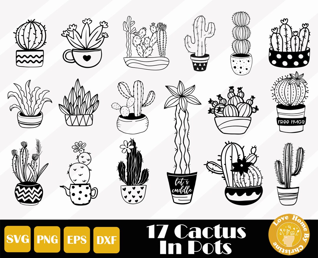 17 Cute Cactus Svg, Cactus Clipart, Gardening Svg, Succulent Clipart ...