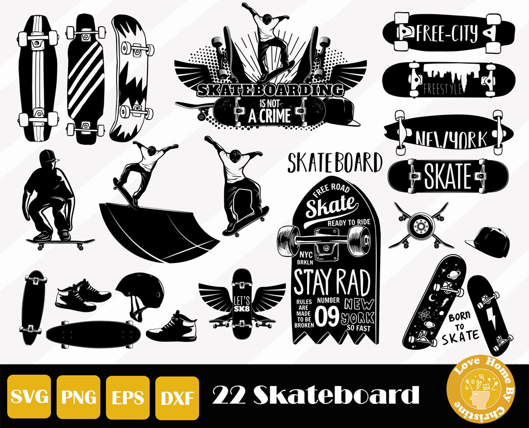 Skateboard SVG Bundle: Sport Cut Files for Cricut & Silhouette (digital ...