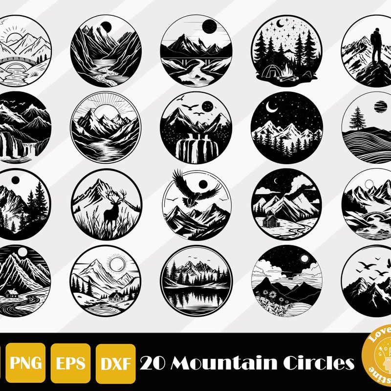 Mountain Scene in Circle - Etsy