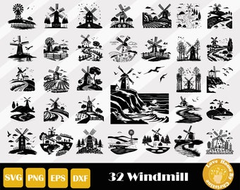Windmill Svg, Windmill Clipart, Windmill Cut File, Farmhouse Svg, Farm ...
