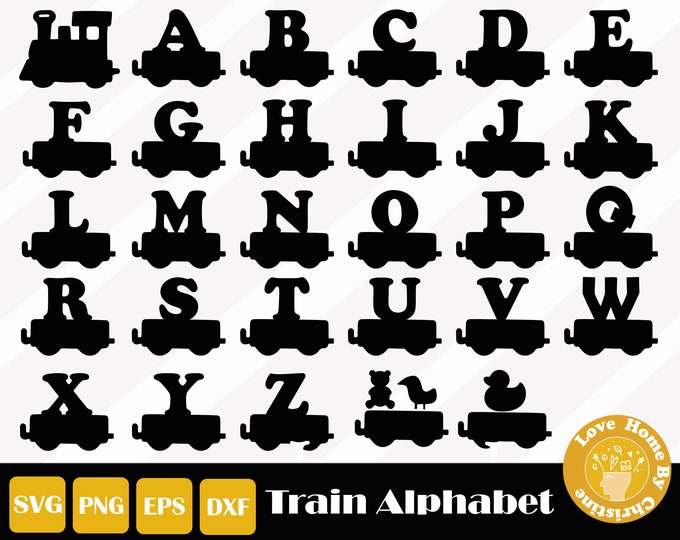 Train Alphabet SVG. Cricut Cut Files, Layered. Silhouette. Train Font ...