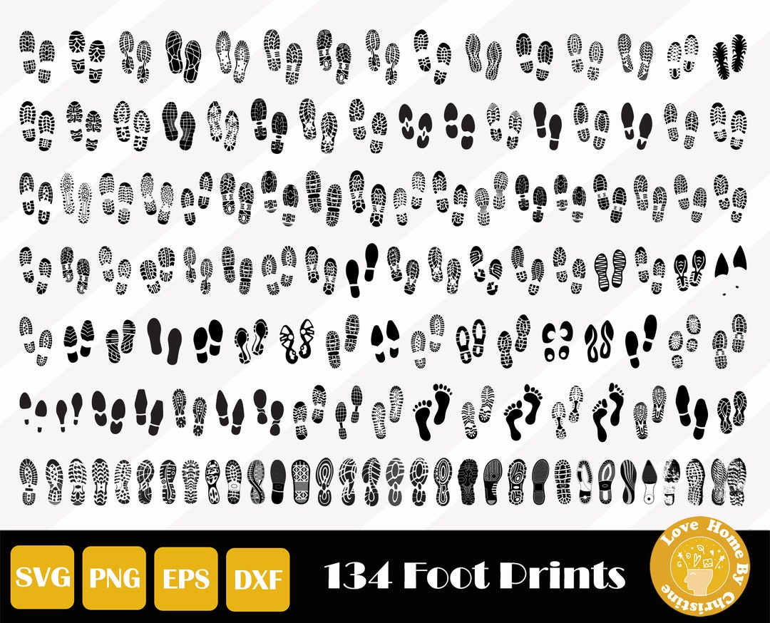 134 Foot Prints Svg, Shoe Print Svg, Shoe Bottom Svg, Baby Feet Print ...