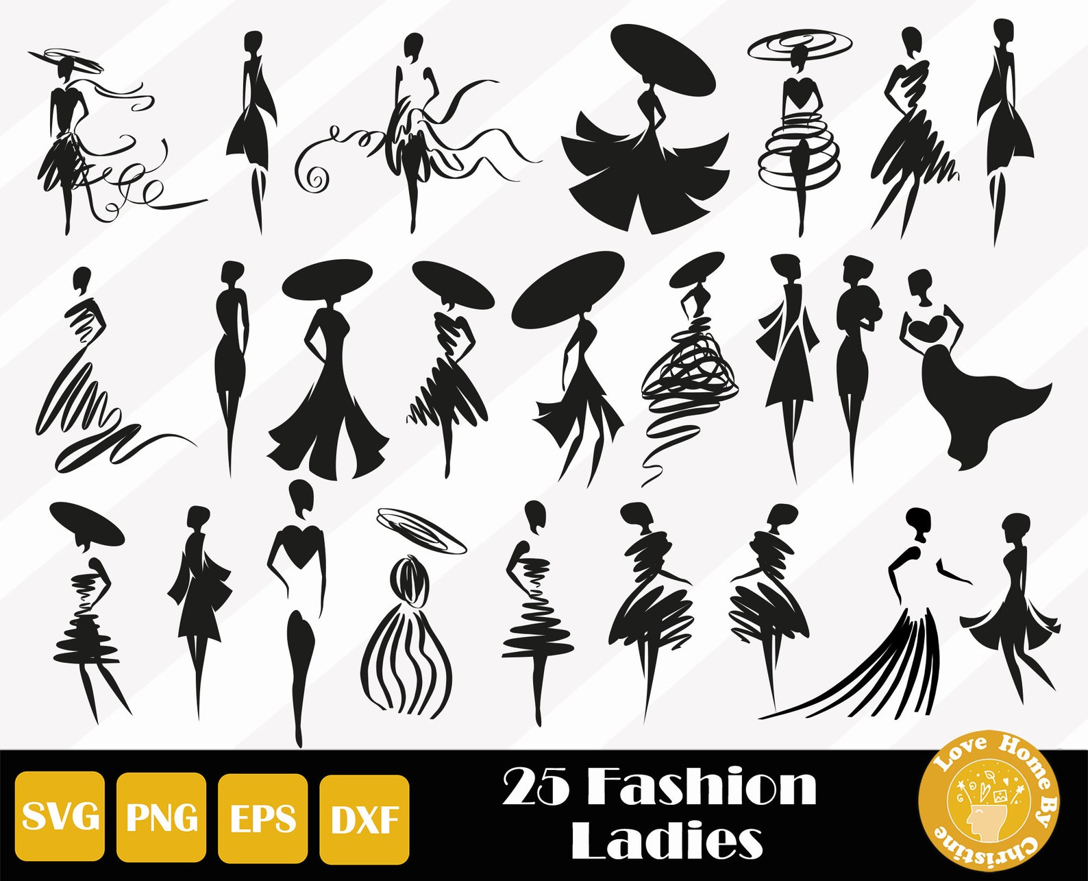25 Fashion Lady Svg Evening Dress Svg Fashion Clipart | Etsy UK
