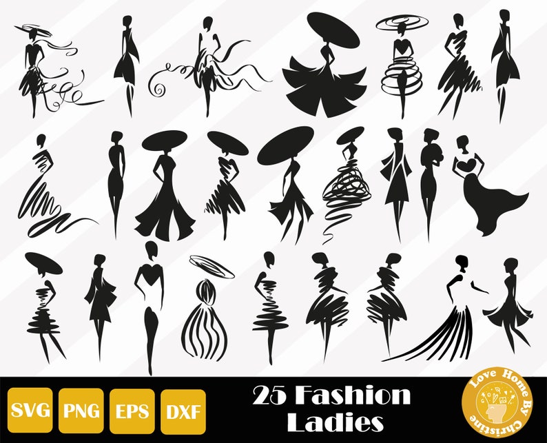 25 Fashion Lady Svg, Evening Dress Svg, Fashion Clipart, Fashion Girl ...
