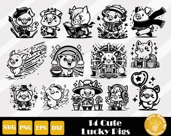 Cute Pig Svg, Pig Cut File, Pig Vector, Pig Svg Bundle, Plotter File ...