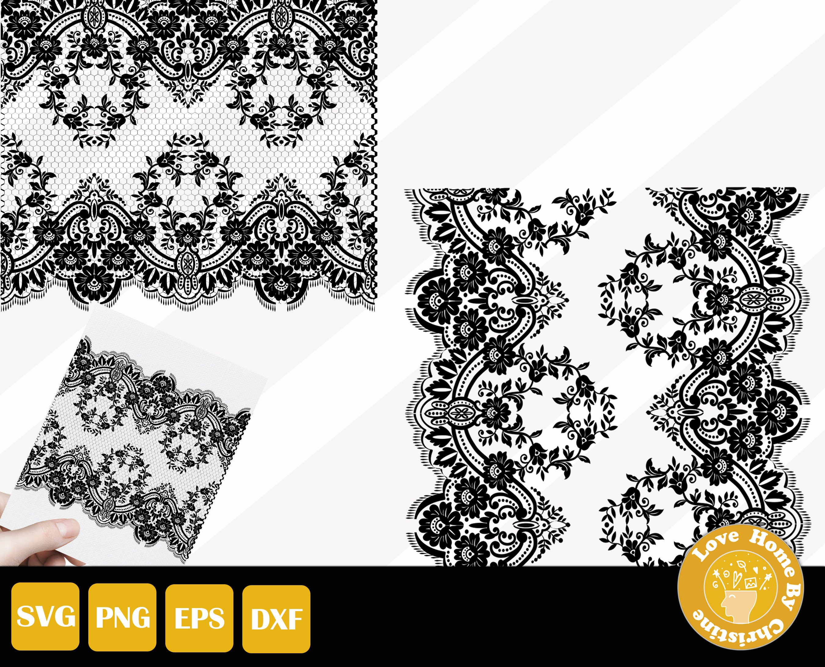 Lace Trim Border Boundary Divider Separator SVG PNG EPS Cut - Etsy UK