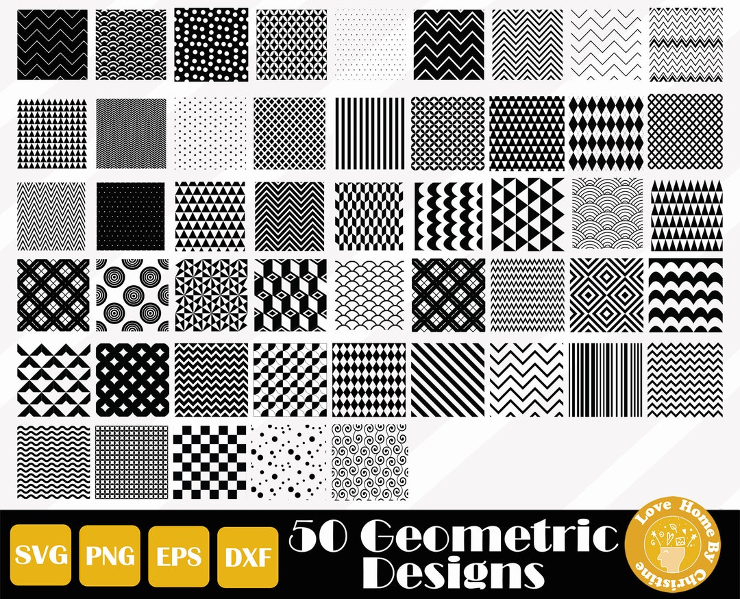 50 Geometric Design Svg, Geometric Shape Svg, Seamless Patterns PNG SVG ...
