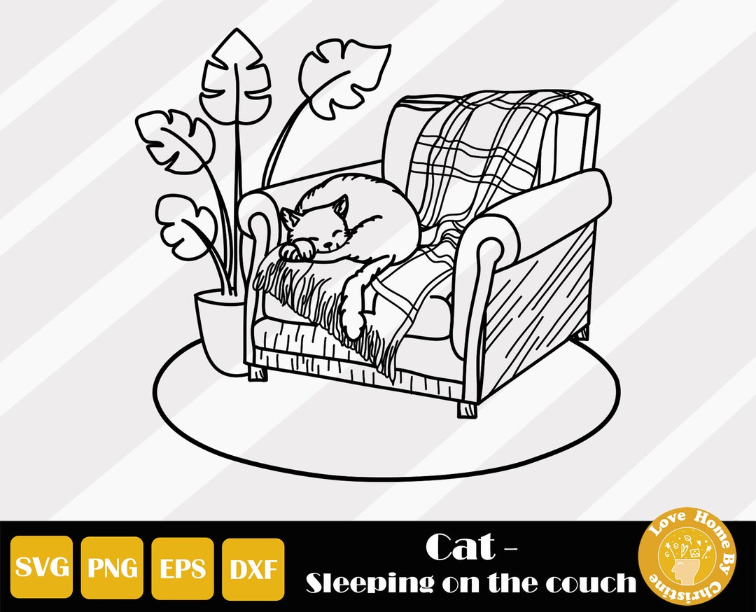 Sleeping Cat Svg, Cat Svg, Cat Lover Svg, Kitten Svg, Cnc Cutting Dxf ...