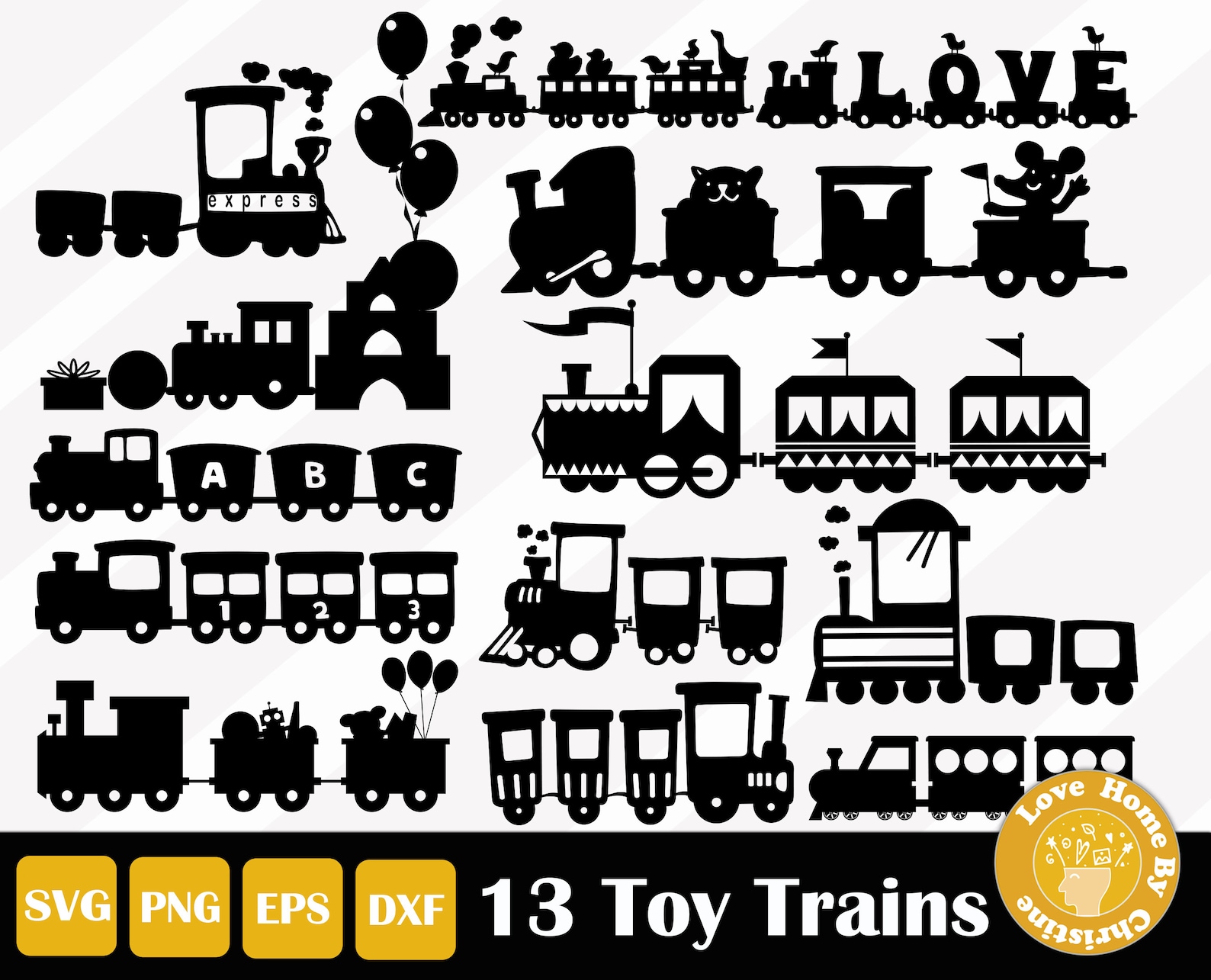 13 Toy Train SVG Cut File, Steam Train SVG, Cricut Silhouette Files ...