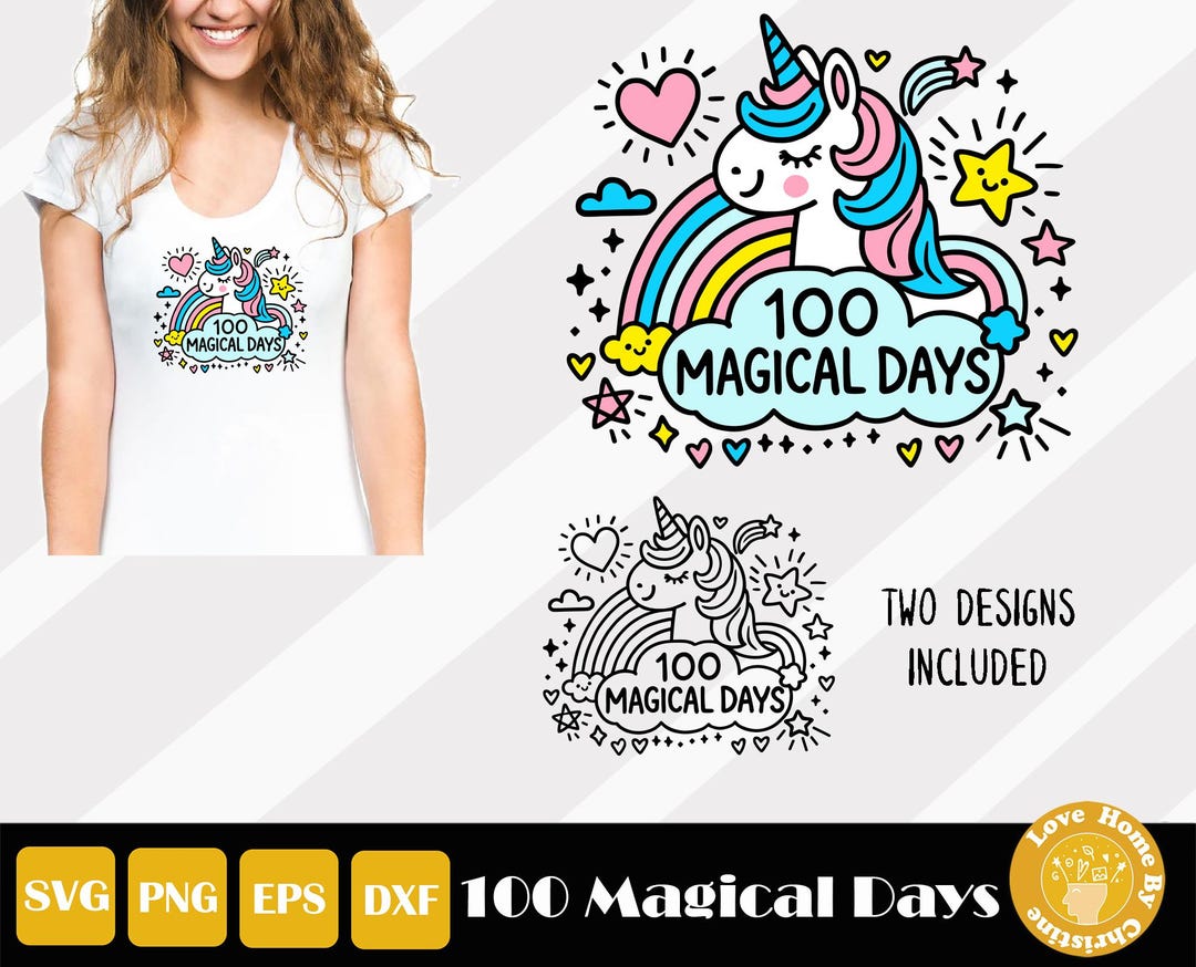 100 Days Shirt Svg, 100th Day Svg, School Girl Svg, Unicorn Svg, 100th ...