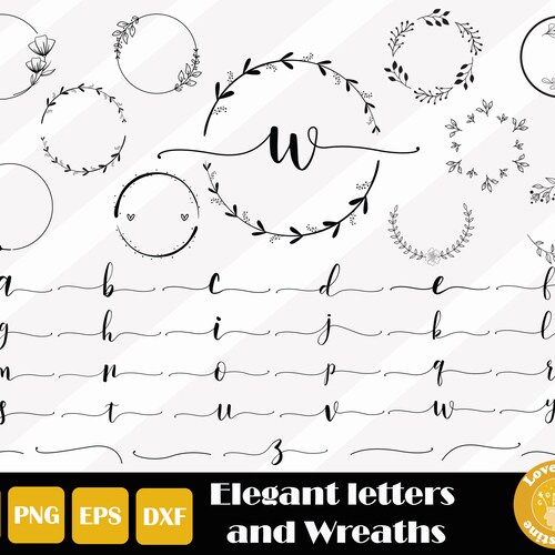 Elegant Fonts SVG Wedding Fonts SVG Floral Wreath SVG Files - Etsy