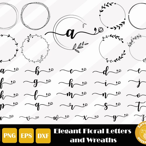 Elegant Fonts SVG Wedding Fonts SVG Floral Wreath SVG Files - Etsy
