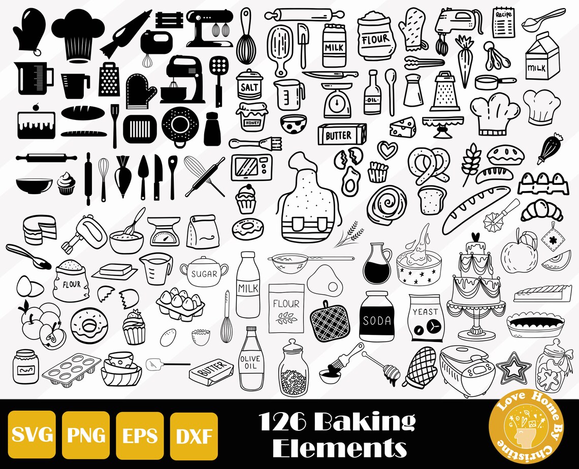 126 Baking SVG Kitchen SVG PNG for Cricut Silhouette Files - Etsy