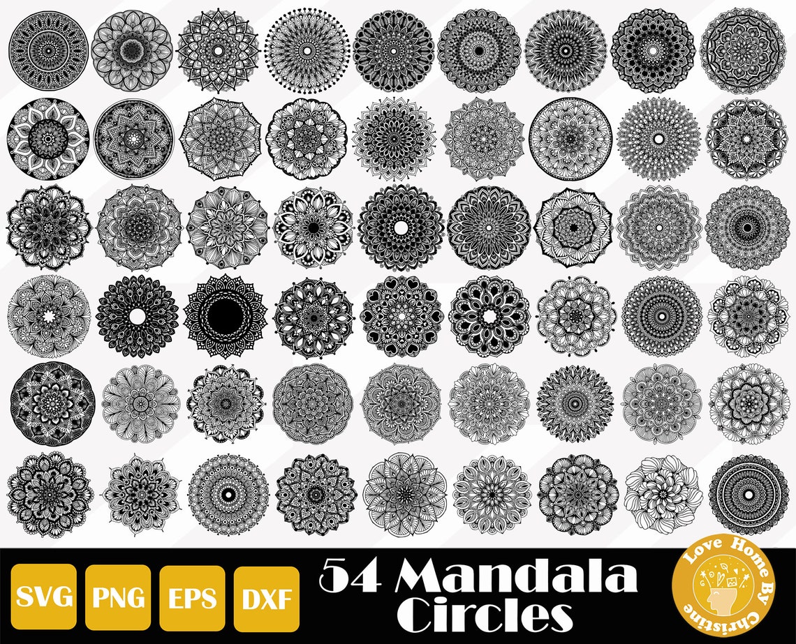 54 Mandala Svg, Mandala Flower Svg, Laser Engraving, Paper Cut Template ...
