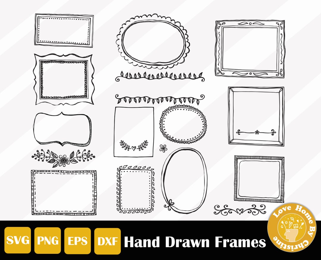 Hand Drawn Floral Frame SVG PNG EPS Files for Cricut Silhouette Files ...