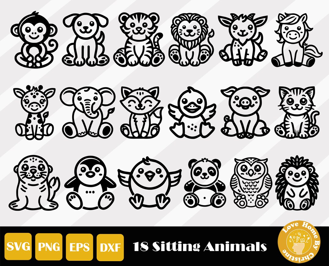 Safari Animal Svg, Sitting Animal Svg, Cute Animal, Jungle Animal, Baby ...