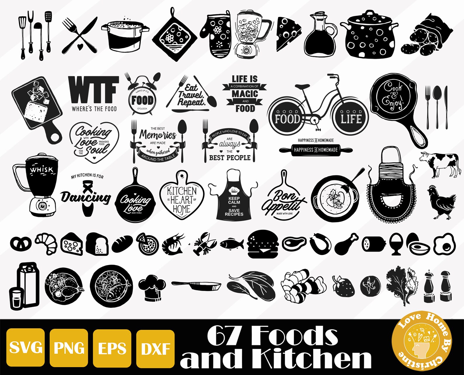 67 Küchen SVG, Koch SVG, Lebensmittel SVG Schnittdatei für Cricut ...
