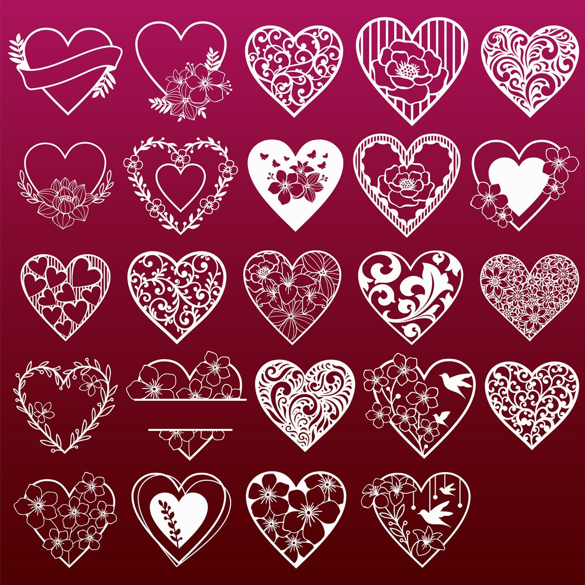 24 Paper Cut Heart Svg, Floral Heart Svg, Valentines Svg, Heart Cut ...