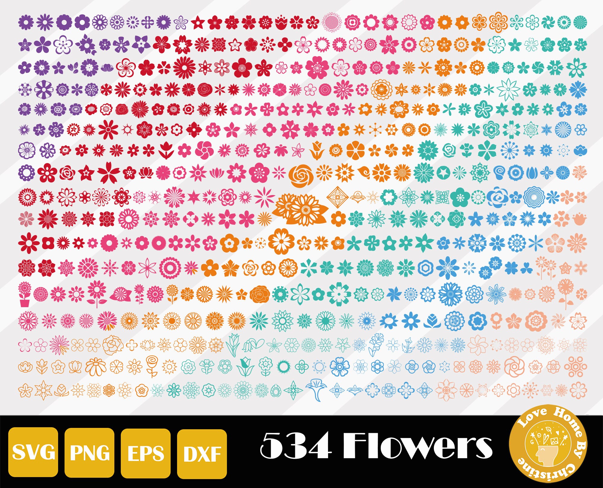 Flower Svg, Flower Clipart, Sunflower Svg, Daisy Svg, Flower Bundle Svg ...