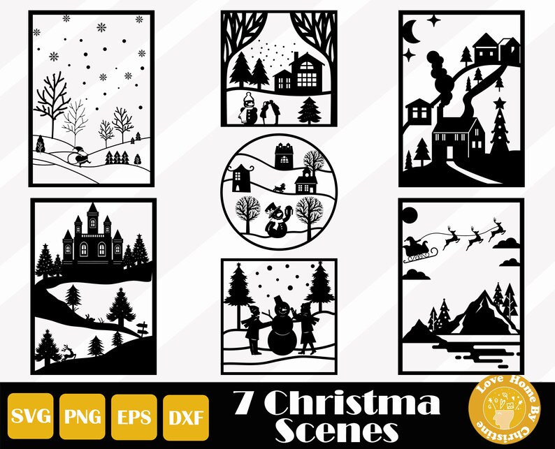 7 Christmas Scene Svg Christmas Svg Christmas Cut File - Etsy