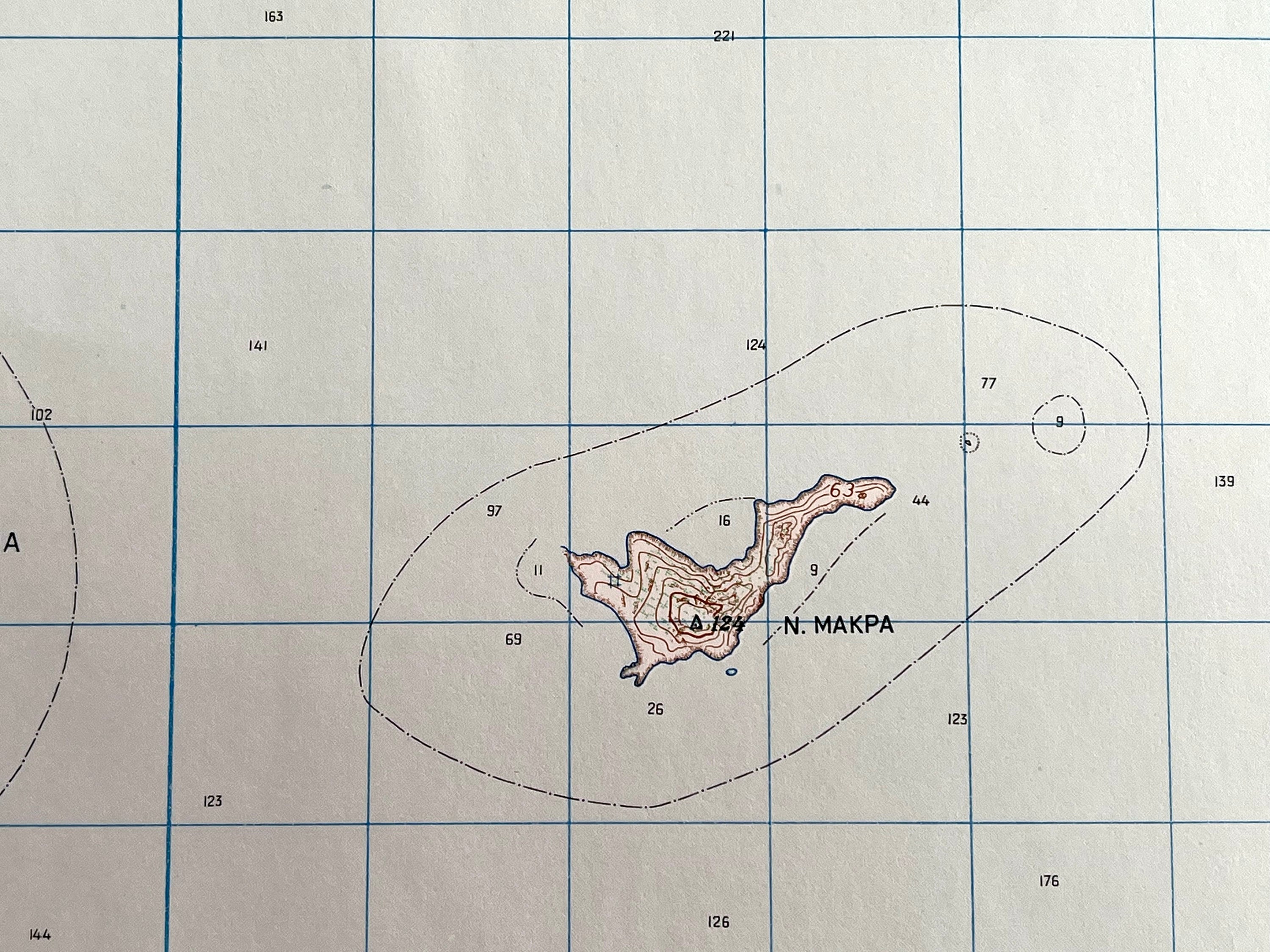 Rare Anafi Island Vintage Map Original 1976 Print by Hellenic Army ...