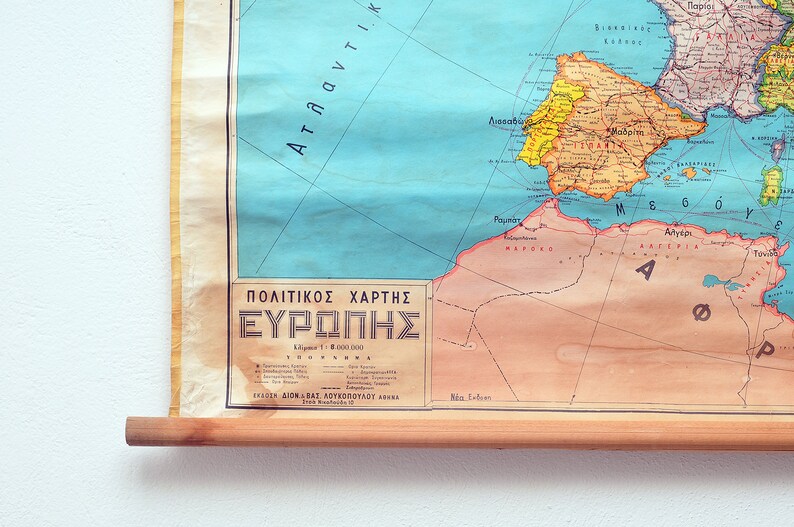 1983 map of Europe political school map pull down chart | Etsy
