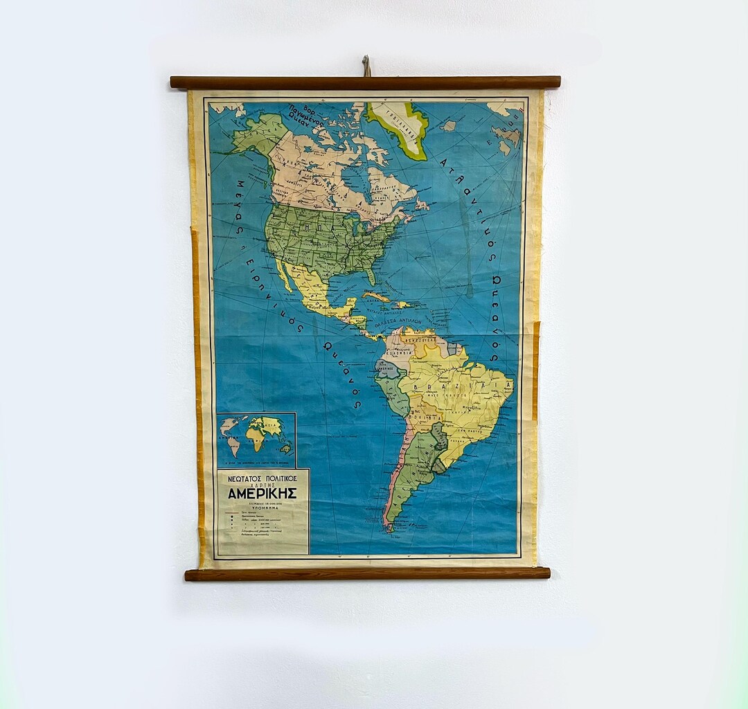Rare Vintage Map of America Real Vintage School Map Wall Decor School ...
