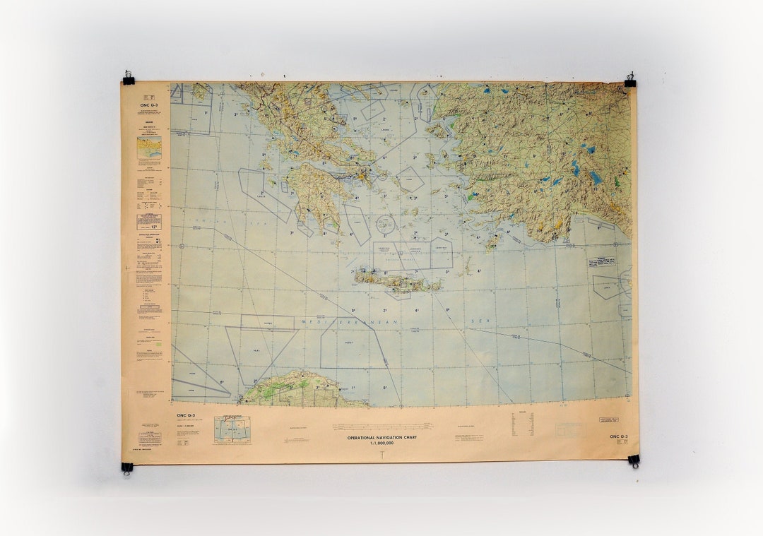 Rare Large 1984 Greece Operational Navigation Chart Large Map Greece ...
