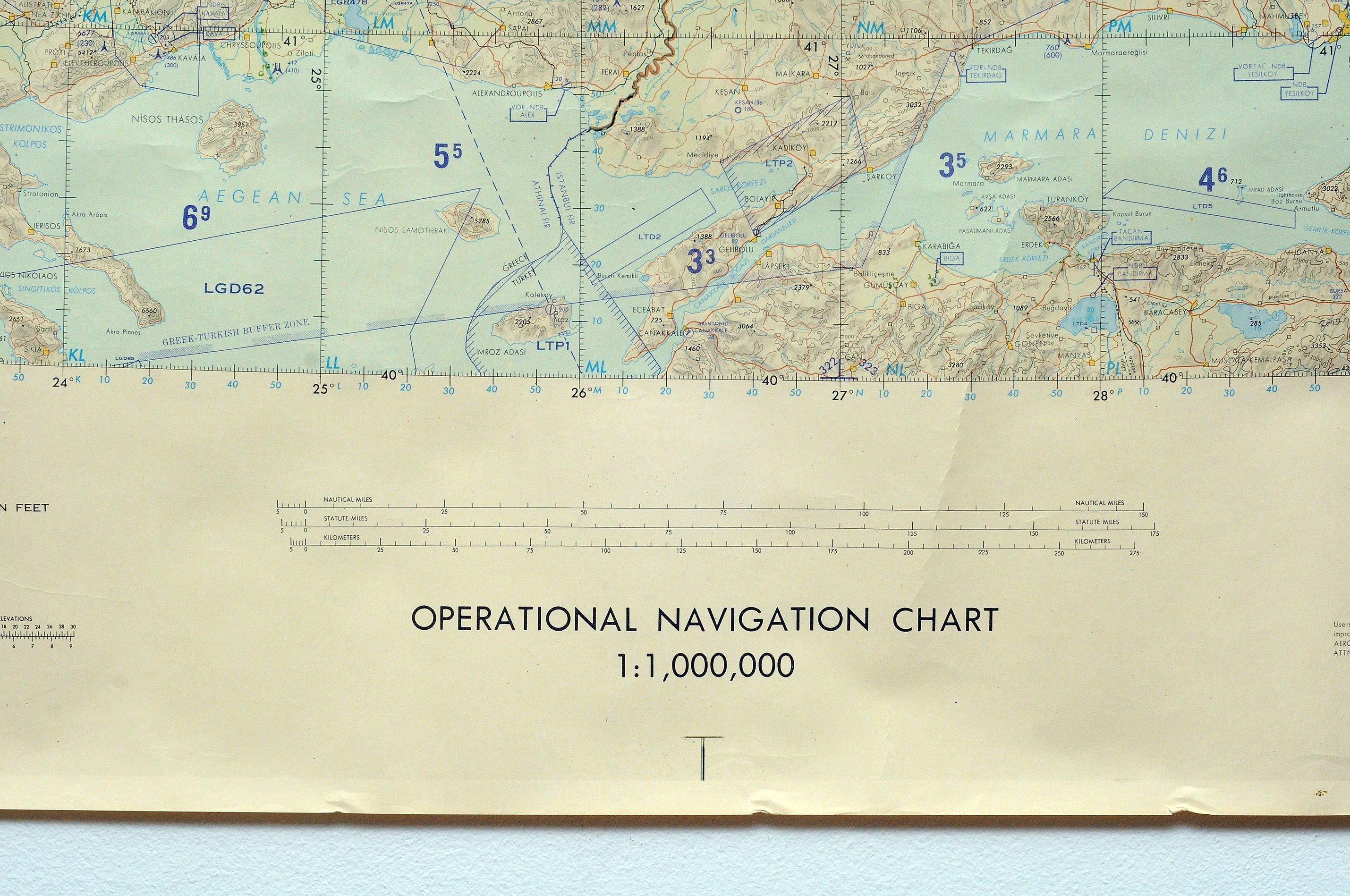 Operational Navigation Chart Aeronautical Black Sea Rare Large 1980 Map ...