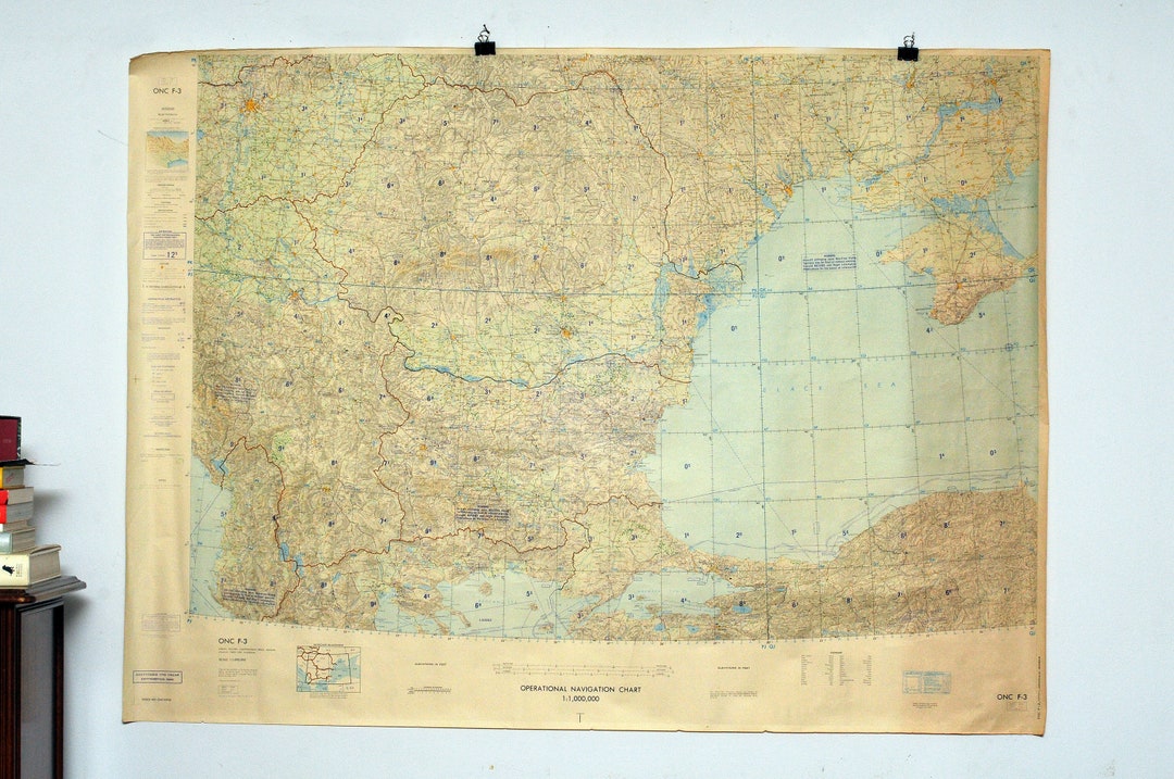 Operational Navigation Chart Aeronautical Black Sea Rare Large 1980 Map ...