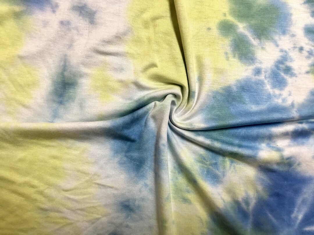 Blue Green White French Terry Tie Dye Print Fabric Etsy